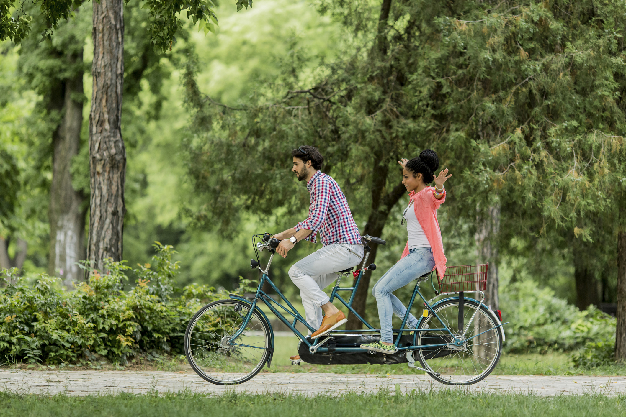 Young couple riding on the tandem bicycle | Get Active Victoria